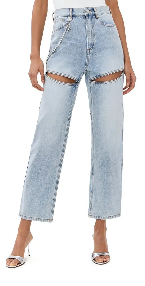 AREA Slit Straight Leg Jeans