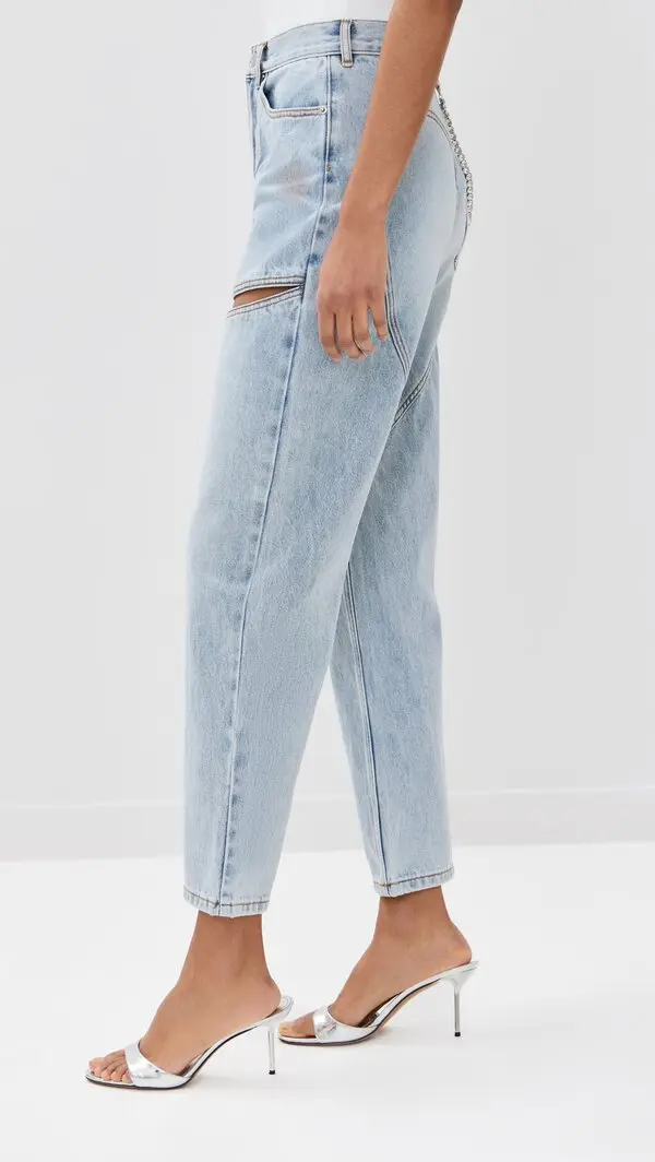 AREA Slit Straight Leg Jeans