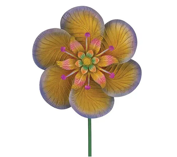 REGAL ART & GIFT Textured Flower Spinner Stake Purple - One-color
