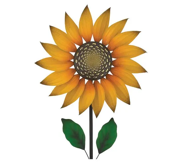 REGAL ART & GIFT Textured Flower Spinner Stake Sunflower - One-color