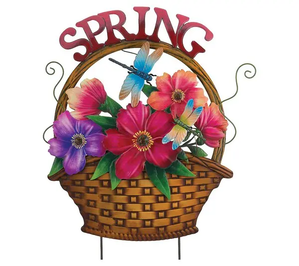 REGAL ART & GIFT Basket Flower Stake Spring - One-color