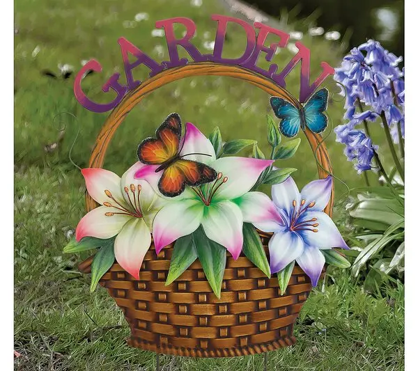 REGAL ART & GIFT Basket Flower Stake Garden