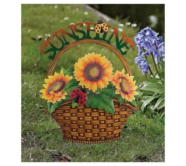 REGAL ART & GIFT Basket Flower Stake Sunshine