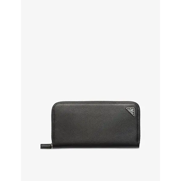 Prada Saffiano Brand-plaque Leather Wallet - Black