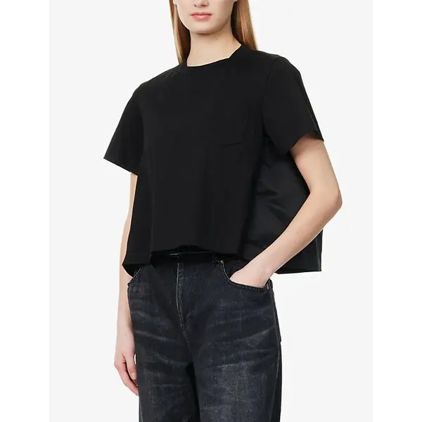 Sacai Patch-pocket Cotton-nylon Twill T-shirt
