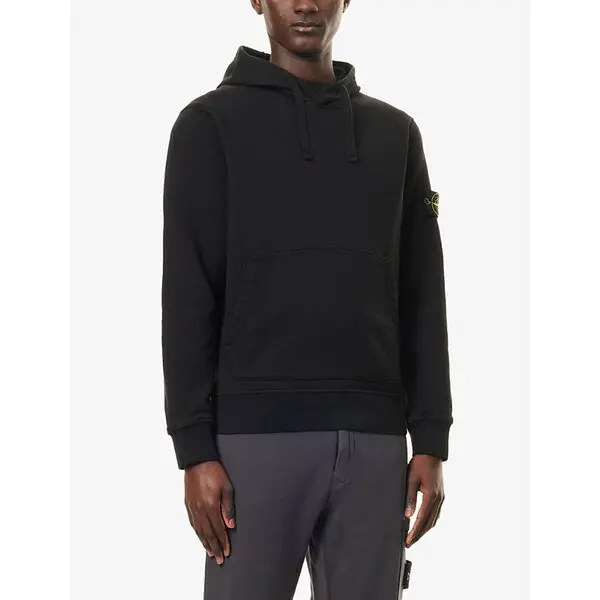 Stone Island Cotton-jersey Hoody With Kangaroo Pocket And Brand Badge - Black