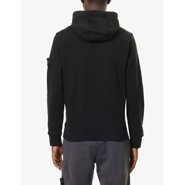 Stone Island Cotton-jersey Hoody With Kangaroo Pocket And Brand Badge - Black