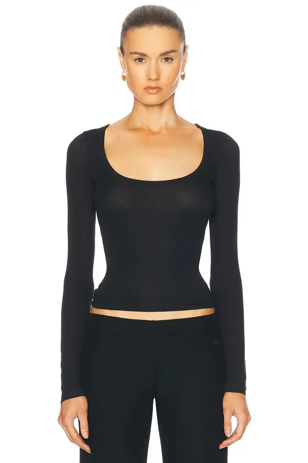 Balenciaga Long Sleeve Decollete Top