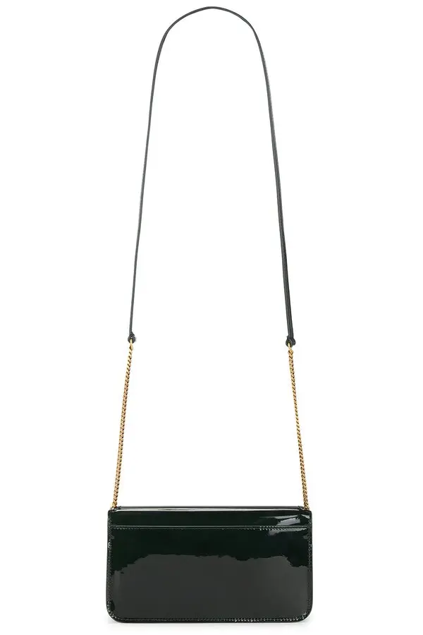 Saint Laurent Phone Holder In Dark Green - Fir Leaf