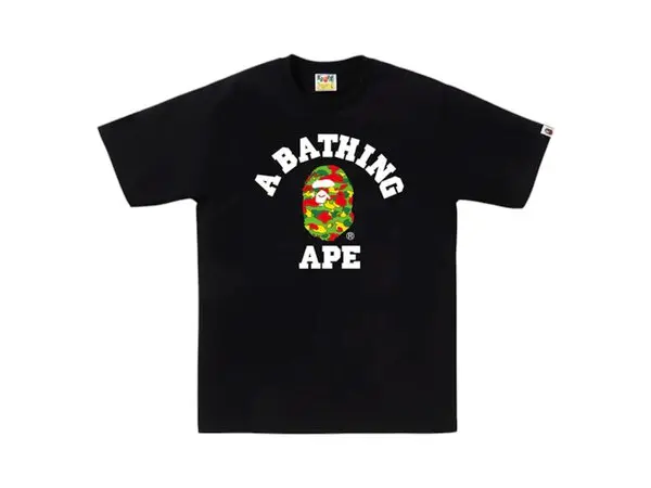 A BATHING APE Sta Camo College C Tee Shirt - Black