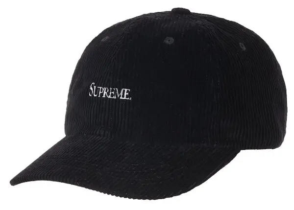 Supreme Corduroy 6-panel Cap - Black