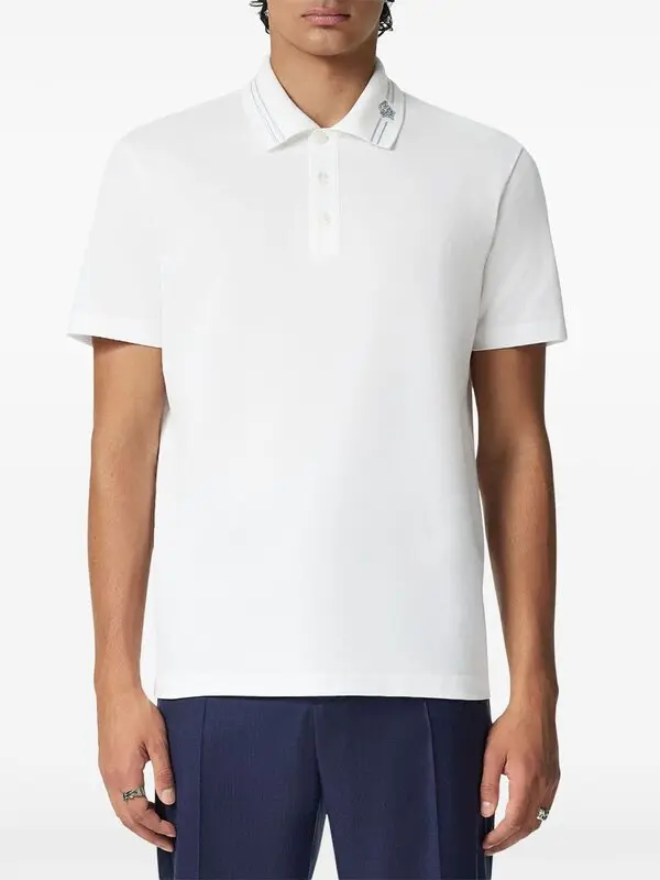 Versace Medusa-embroidered Cotton Polo Shirt - White