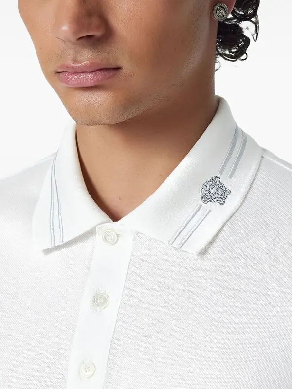 Versace Medusa-embroidered Cotton Polo Shirt - White
