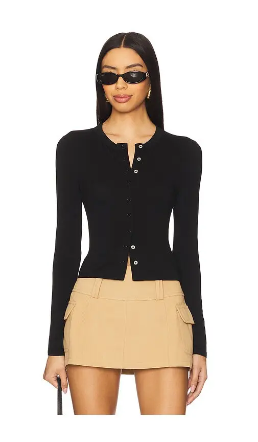 ALL THE WAYS Viola Top Button-front Knit - Black