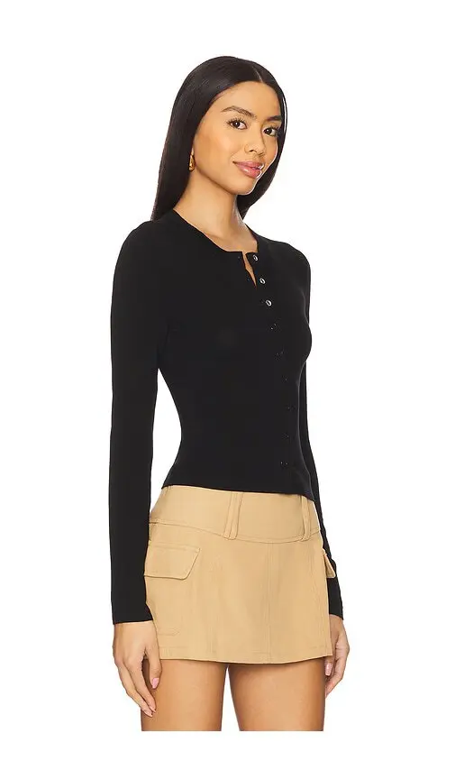 ALL THE WAYS Viola Top Button-front Knit - Black