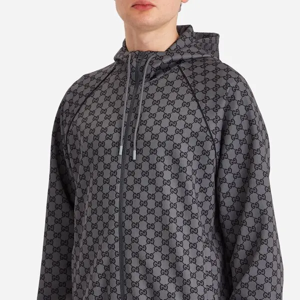 Gucci Light Neoprene Zip Through Jacket In Grey/Black - 40% Off
