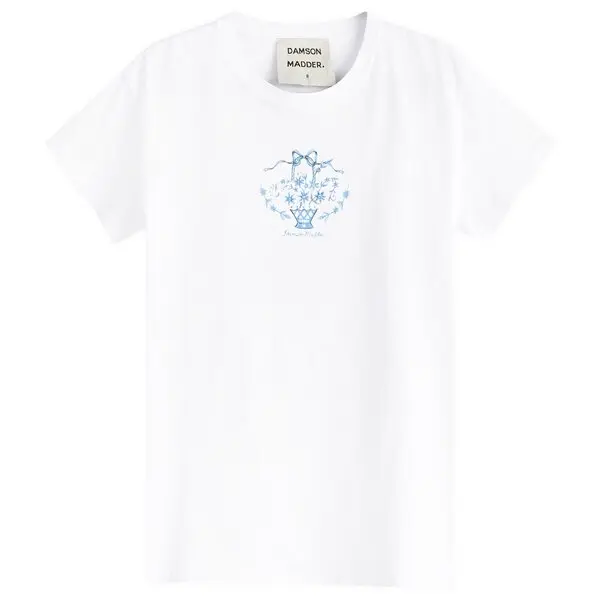 DAMSON MADDER Flower Basket Shrunken T-shirt - White
