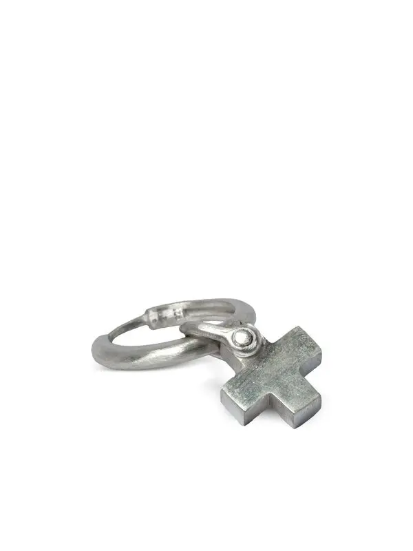 PARTS OF FOUR Cross-charm Hoop Earring - Silver