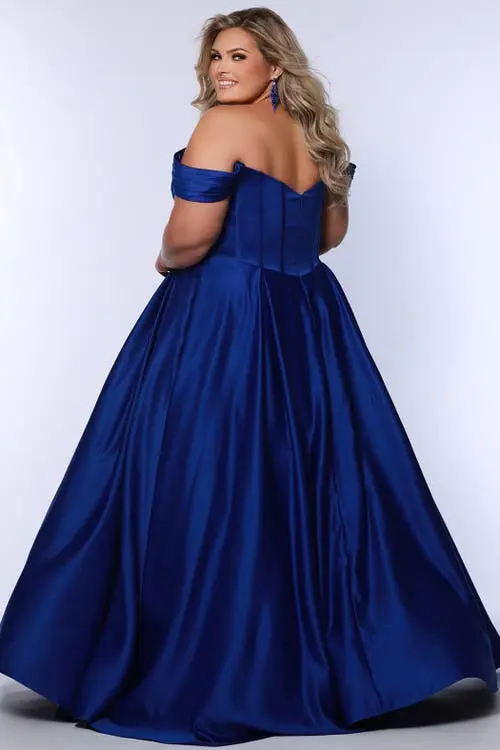 SYDNEY'S CLOSET Sweetheart Neckline Off-the-shoulder A-line Gown - Cobalt
