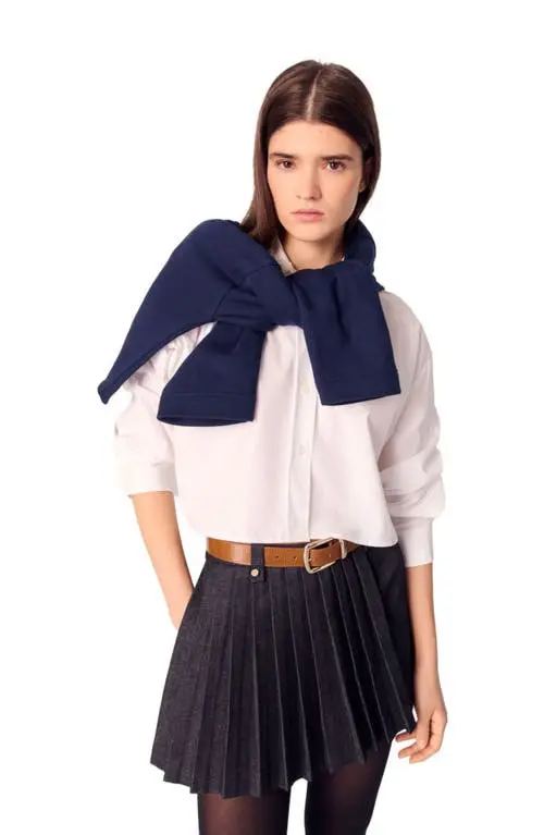 Maje Layered-effect Pleated Denim Shorts
