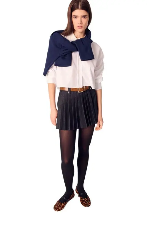 Maje Layered-effect Pleated Denim Shorts