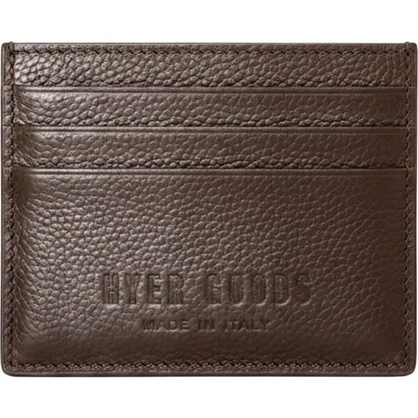 HYER GOODS Upcycled Italian Leather Certo Card Wallet - Brown Pebbled
