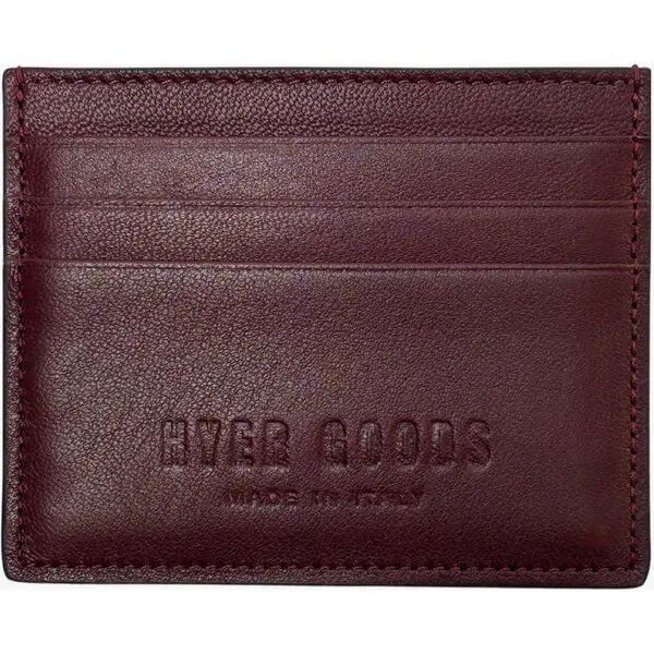 HYER GOODS Upcycled Italian Leather Certo Card Wallet - Burgundy