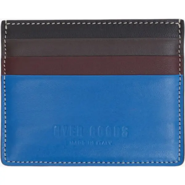 HYER GOODS Upcycled Italian Leather Certo Card Wallet - Electric Blue Colorblock