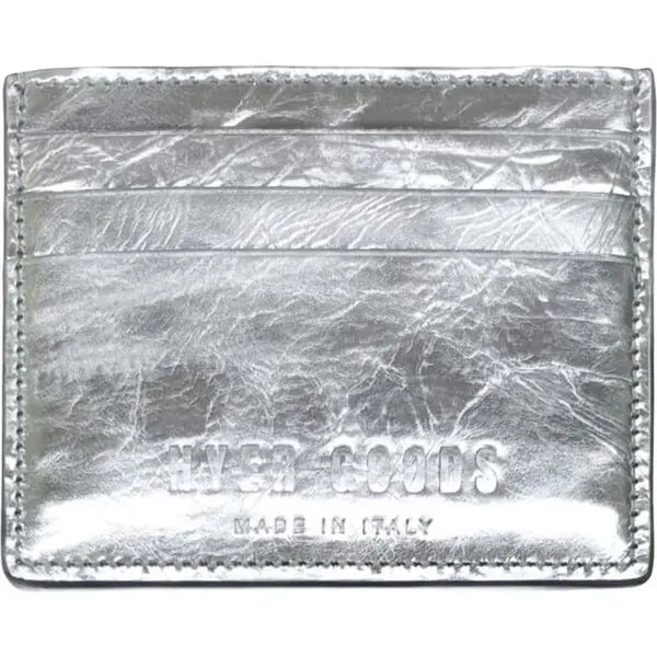 HYER GOODS Upcycled Italian Leather Certo Card Wallet - Silver
