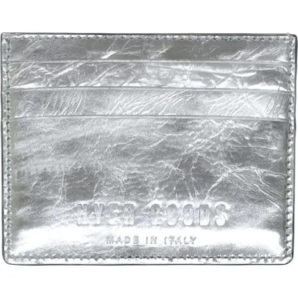 HYER GOODS Upcycled Italian Leather Certo Card Wallet - Silver