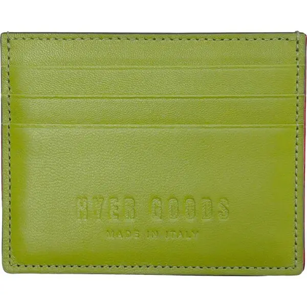 HYER GOODS Upcycled Italian Leather Certo Card Wallet - Vert Anis