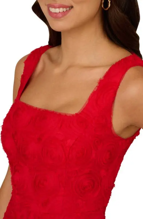 Adrianna Papell Rosette Soutache Lace Cocktail Midi Dress In Red - 45% Off  | Editorialist