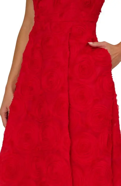 chinese dress ladies Adrianna Papell Women's Soutache Rosette Midi Dress, Red, 4 at Amazon  Women's Clothing store