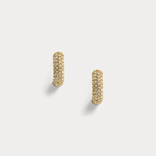Ralph Lauren Gold-plated Brass Pavé Huggie Earrings - Gold/crystal