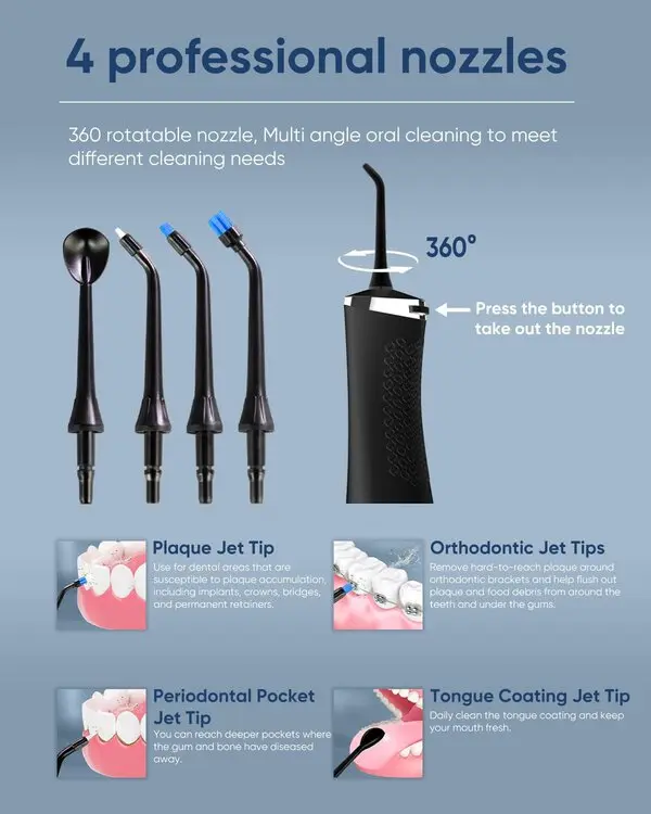 MYSMILE Lp211 Cordless Advanced Water Flossers For Teeth - Black