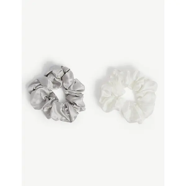 THE WHITE COMPANY Silk Sleep Scrunchies Pack Of Two - Pale Grey