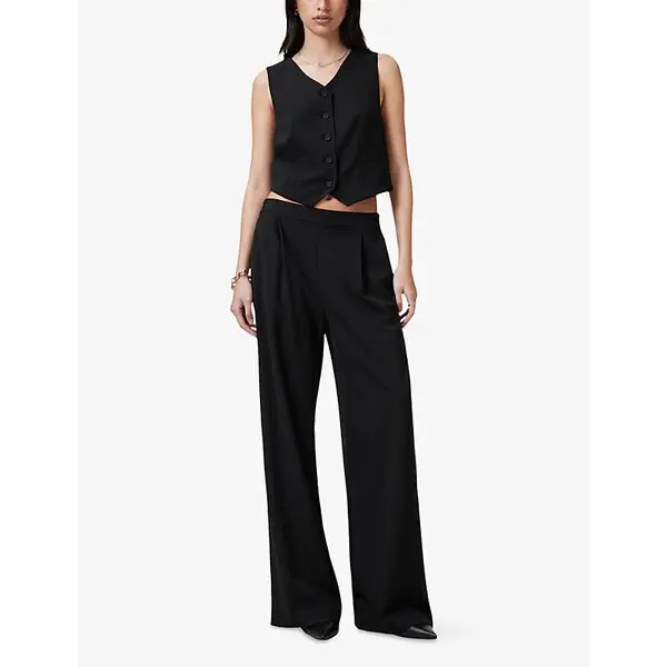 ALLSAINTS Aleida Wide-leg Mid-rise Trousers - Black