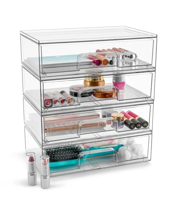 SORBUS Acrylic Drawer Organizers Makeup Case Pull-out Drawers - Clear
