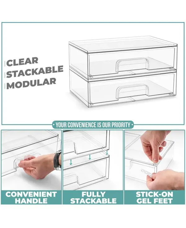 SORBUS Acrylic Drawer Organizers Makeup Case Pull-out Drawers
