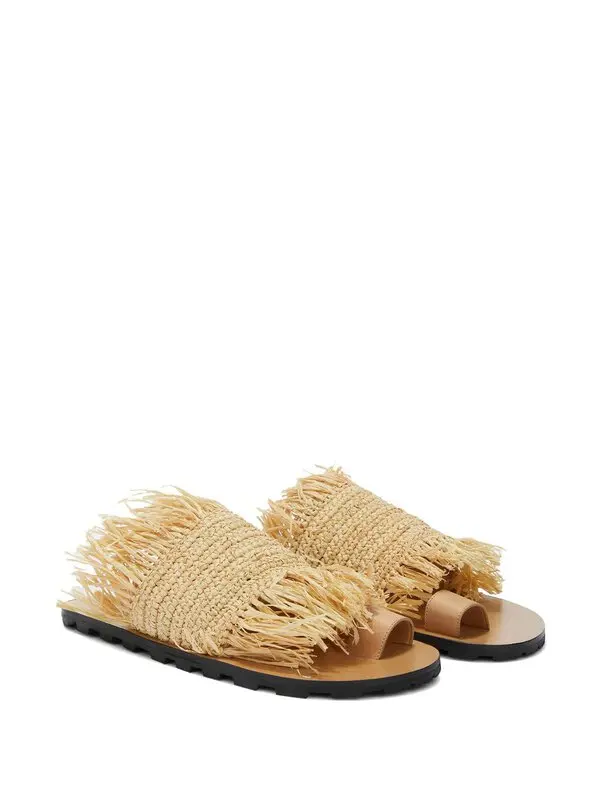 JIL SANDER Flat Raffia Sandals - Neutrals