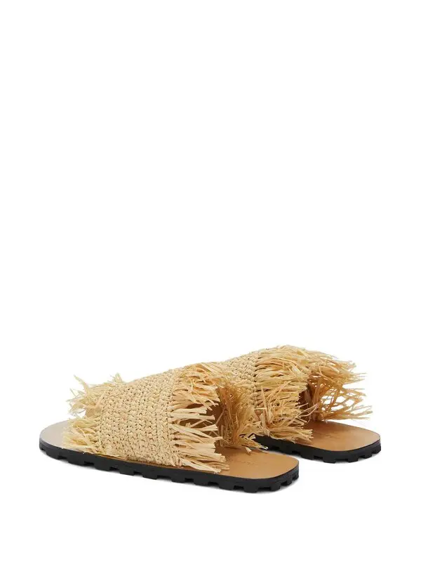 JIL SANDER Flat Raffia Sandals - Neutrals