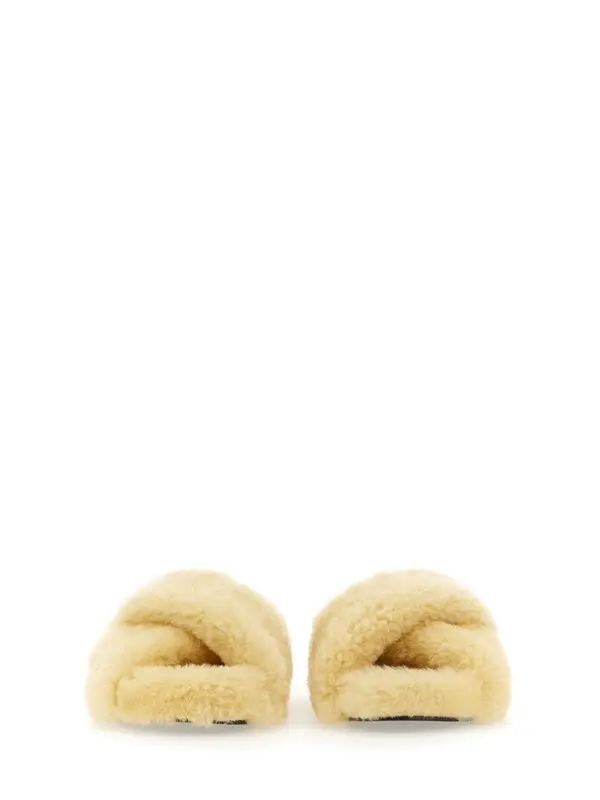 JIL SANDER Shearling Sandals - Powder