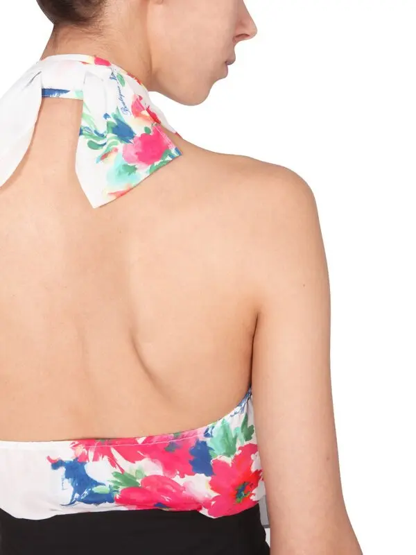 Moschino Floral Print Halter Neck Blouse - Multicolour