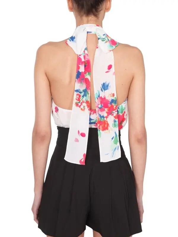 Moschino Floral Print Halter Neck Blouse - Multicolour