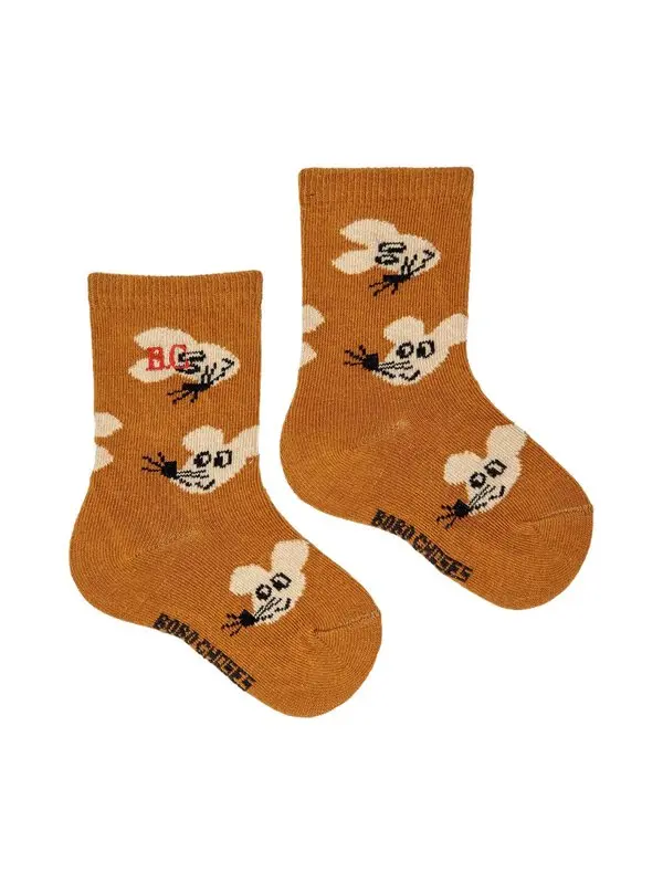BOBO CHOSES Mouse Patterned Crew Socks - Multicolour