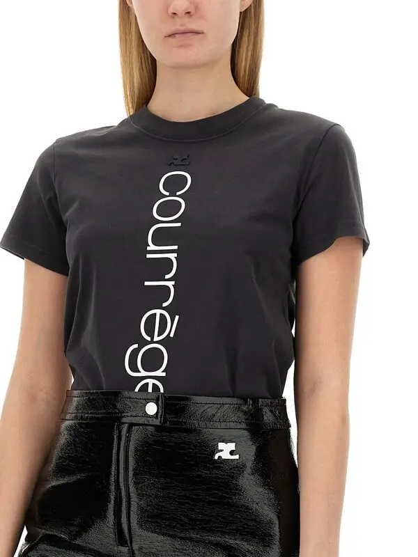 COURREGES T-shirt With Logo - Black