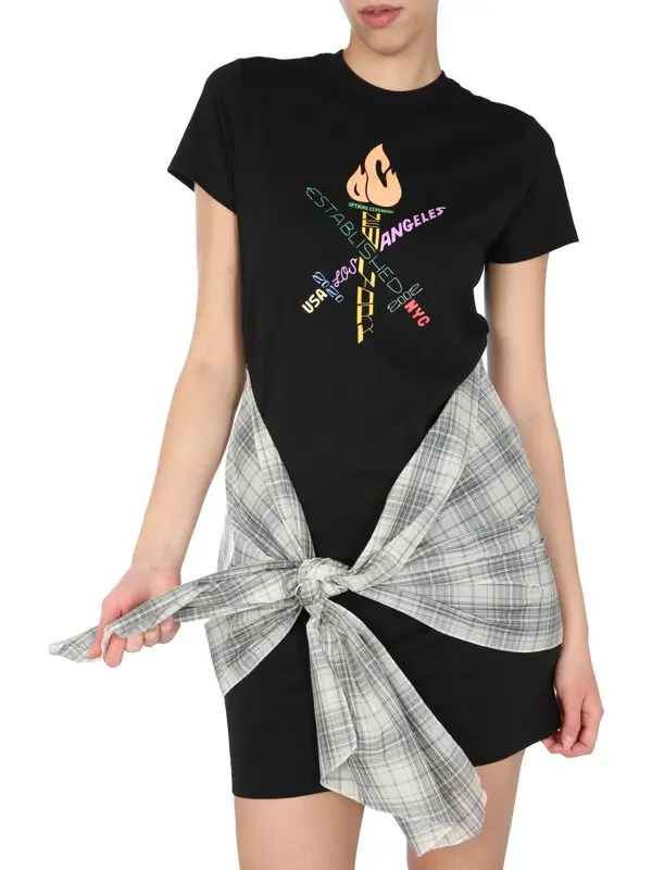 opening ceremony t shirt dress Opening Ceremony Black Cosmic Zebra T-Shirt Dress Opening Ceremony