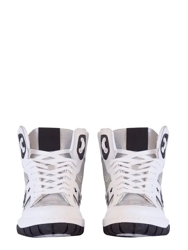 CHIARA FERRAGNI Logomania High Top Sneakers - Silver