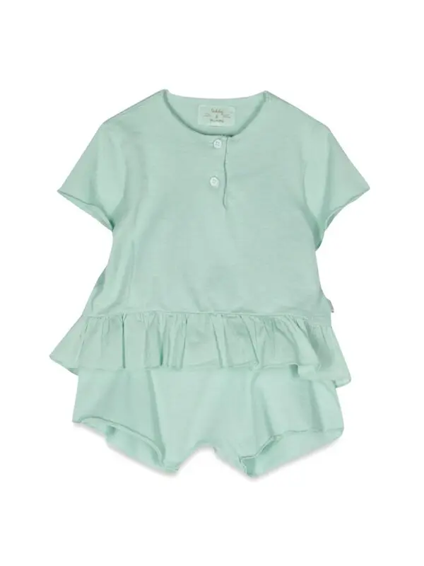 TEDDY & MINOU Ruffled T-shirt And Shorts Set - Azure