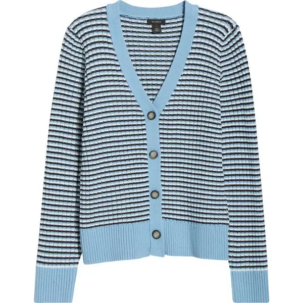 Halogen Stripe V-neck Cardigan - Glacier Lake